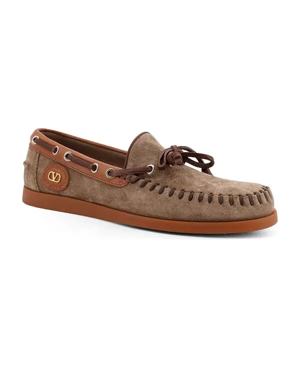 Valentino Garavani Suede Slip-on Loafers With Branded Detailing