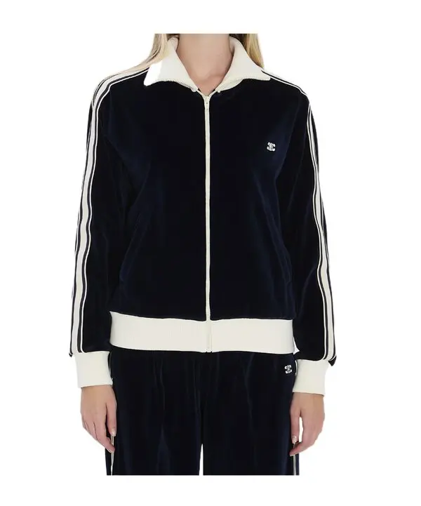 Celine Tracksuit Jacket In Velvet Jersey - Black