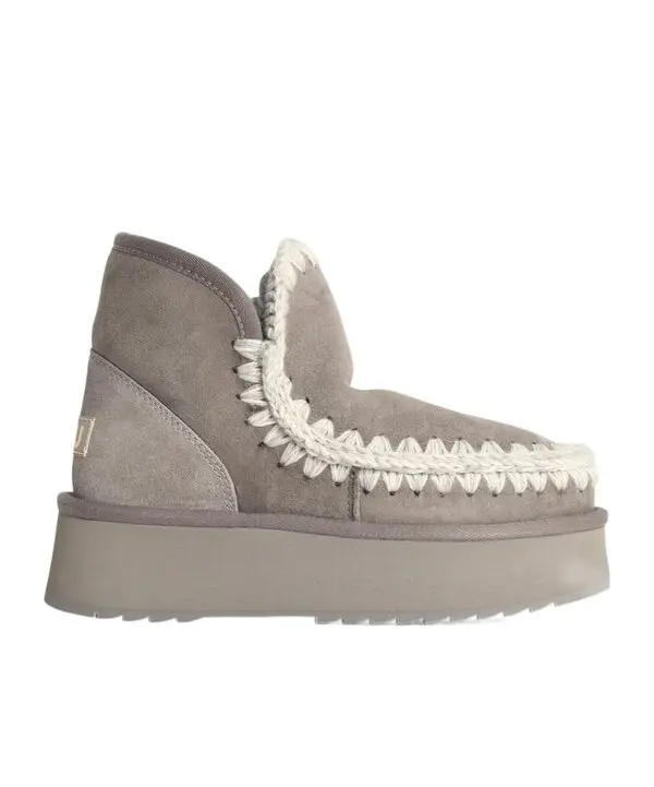 Mou 50mm Platform Braided Boots - Gray