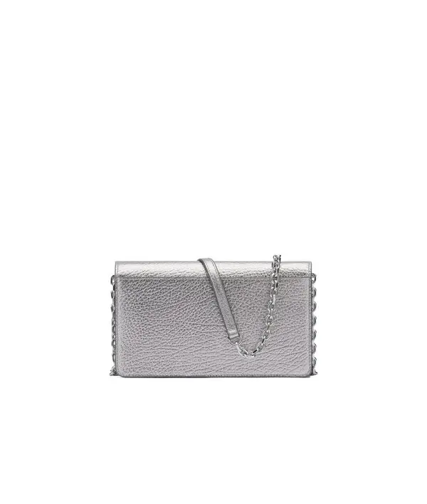 MAISON MARGIELA Four Stitches Chain-linked Foldover-top Wallet - Metallic Gray