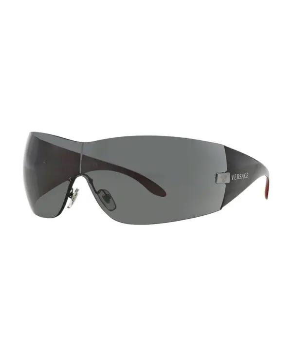 Versace Shield Frame Sunglasses With Logo - Gray