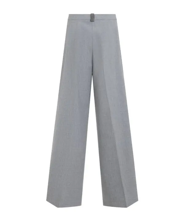 Fabiana Filippi High-waisted Wide-leg Pleated Pants - Gray