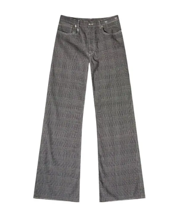 R13 Plaid Wide Leg Jeans - Black