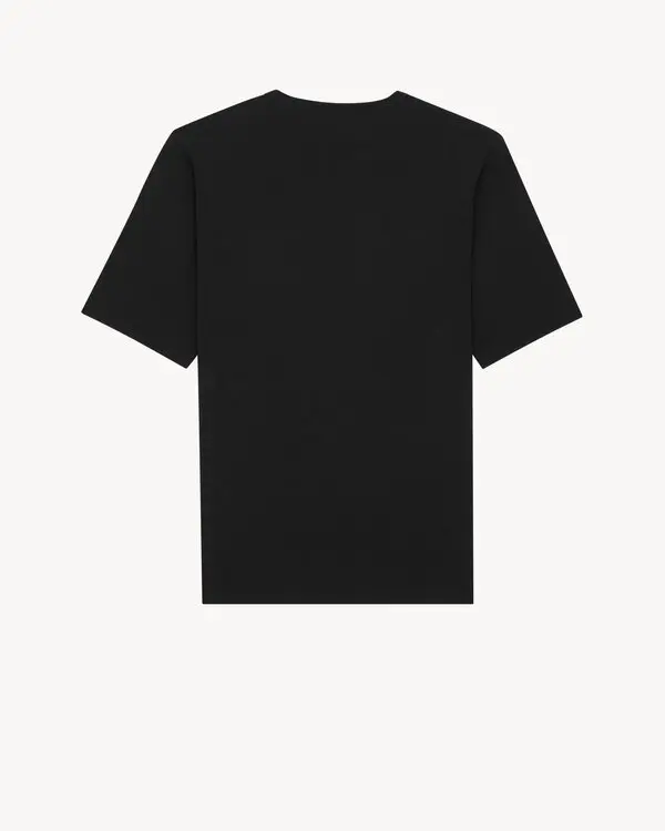 Saint Laurent Logo Embroidered Crewnek T-shirt - Black