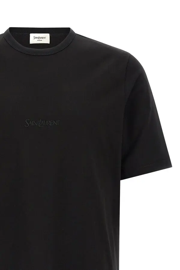 Saint Laurent Logo Embroidered Crewnek T-shirt