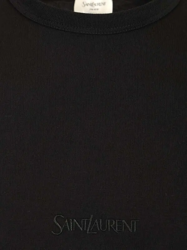 Saint Laurent Logo Embroidered Crewnek T-shirt