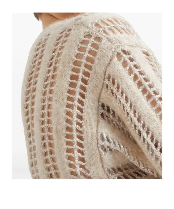 Brunello Cucinelli Short-sleeved Open-knitted Jumper - Light Brown