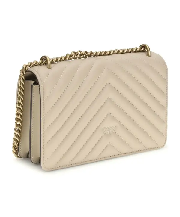 Pinko Love One Chevron Quilted Mini Crossbody Bag - Nude