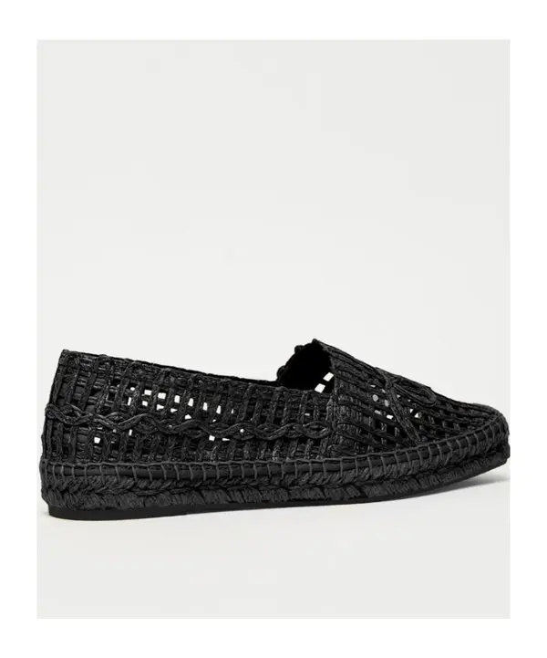Max Mara Raffia-effect Espadrilles - Black