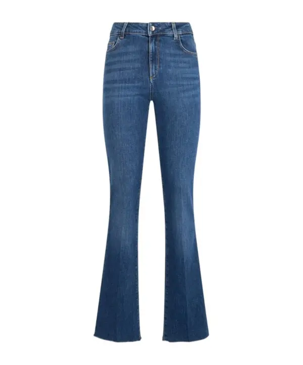 Liu Jo Bell-bottom Jeans With Rhinestone Embellishments - Blue