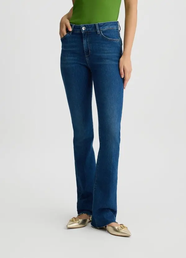 Liu Jo Bell-bottom Jeans With Rhinestone Embellishments - Blue