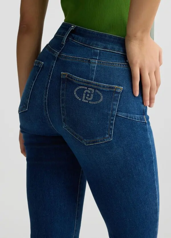 Liu Jo Bell-bottom Jeans With Rhinestone Embellishments - Blue