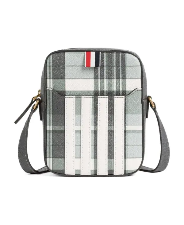 Thom Browne Checkered Zipped Messenger Bag - White