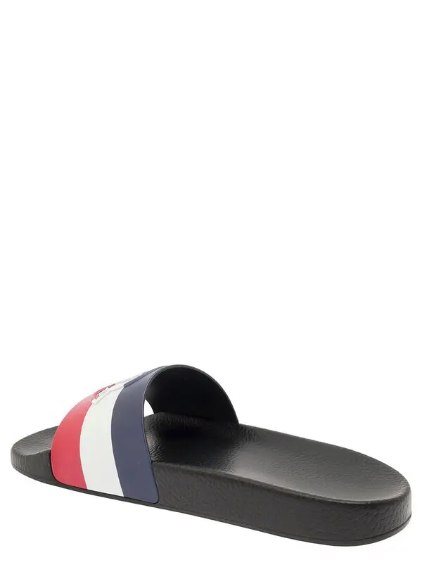 Moncler Logo Embossed Slides - Black