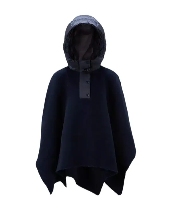 Moncler Hooded Cape With Asymmetric Hem