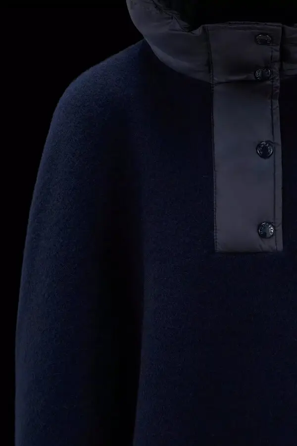 Moncler Hooded Cape With Asymmetric Hem