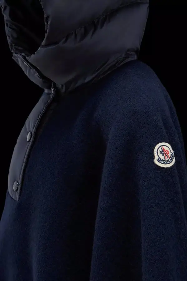 Moncler Hooded Cape With Asymmetric Hem