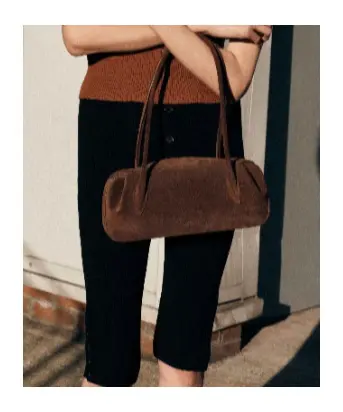 Yuzefi Oyster Shoulder Bag Suede - Chocolate