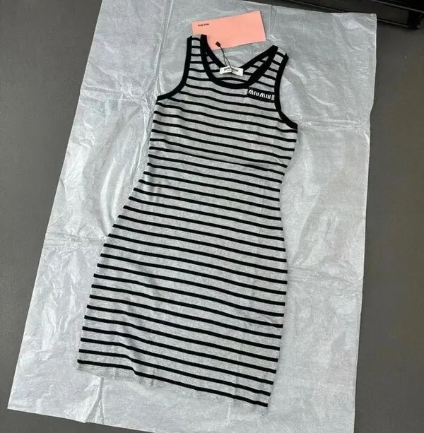 Miu Miu Striped Sleeveless Dress