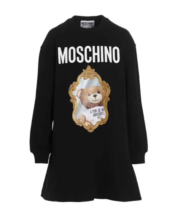 Moschino Teddy Bear Print Sweatshirt Dress - Black