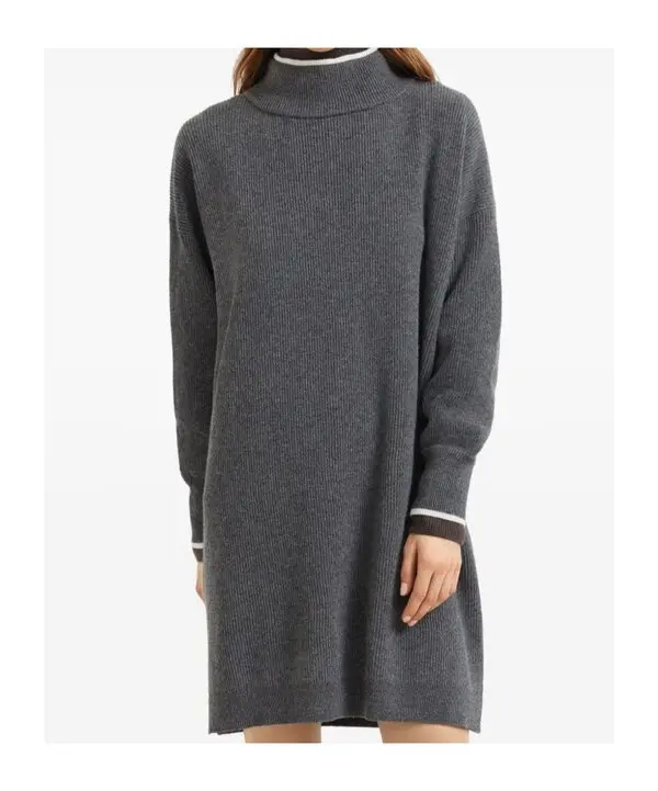 Brunello Cucinelli High Neck Ribbed Mini Dress