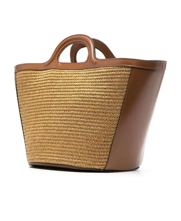 Marni Tropicalia Logo Embroidered Small Tote Bag - Brown