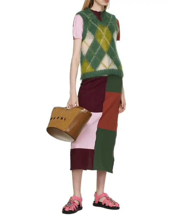 Marni Tropicalia Logo Embroidered Small Tote Bag - Brown