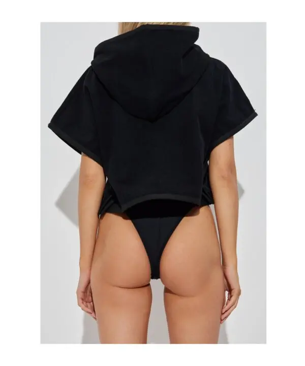 Balmain Cropped Hooded Poncho - Black