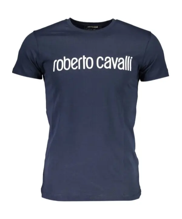 Roberto Cavalli Round-necked Logo T-shirt - Blue
