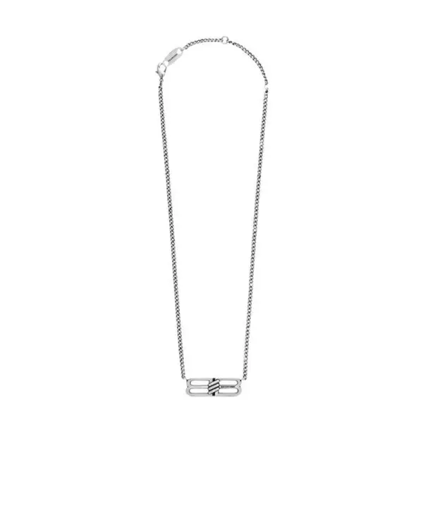 Balenciaga Bb Icon Logo Charm Necklace - White