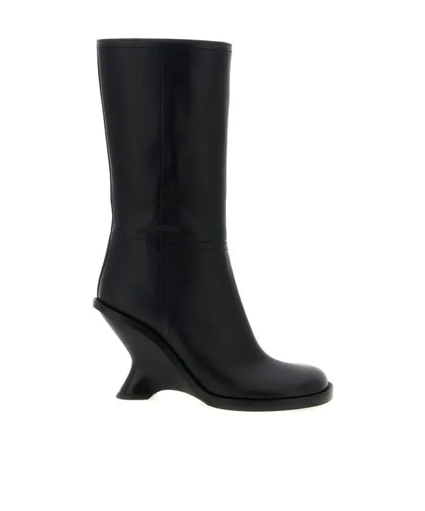 Dries Van Noten 90mm Leather Wedge Boots - Black