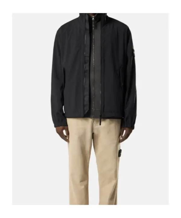 Stone Island High Neck Zip-up Jacket - Black