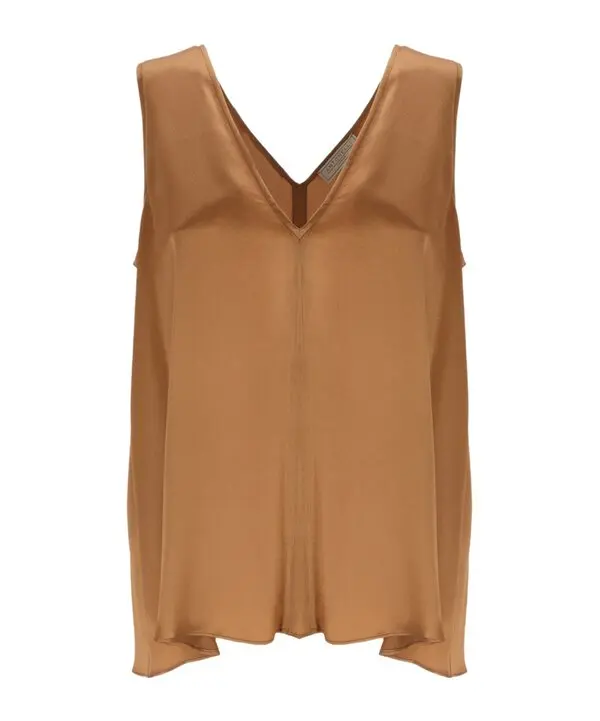 Antonelli Firenze Sleeveless V-neck Top - Brown