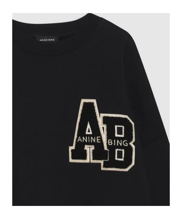 ANINE BING Miles Logo Patch Crewneck Sweatshirt