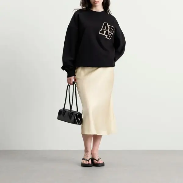 ANINE BING Miles Logo Patch Crewneck Sweatshirt