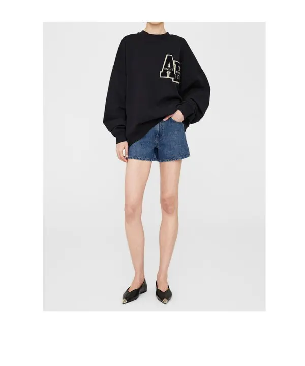 ANINE BING Miles Logo Patch Crewneck Sweatshirt