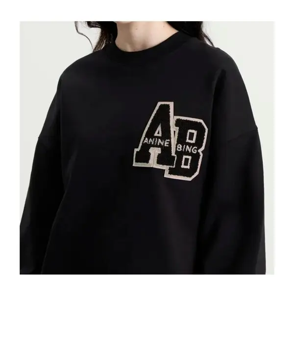 ANINE BING Miles Logo Patch Crewneck Sweatshirt