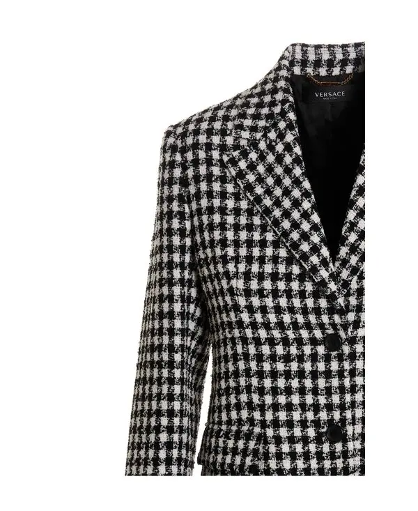 Versace Single-breasted Checked Wool Blazer