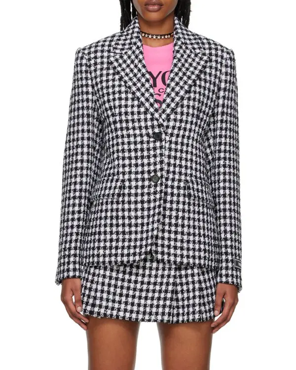 Versace Single-breasted Checked Wool Blazer