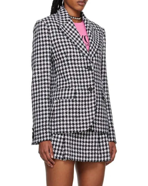 Versace Single-breasted Checked Wool Blazer