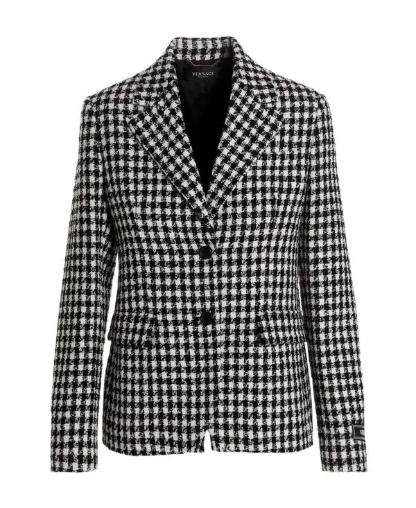 Versace Single-breasted Checked Wool Blazer - No