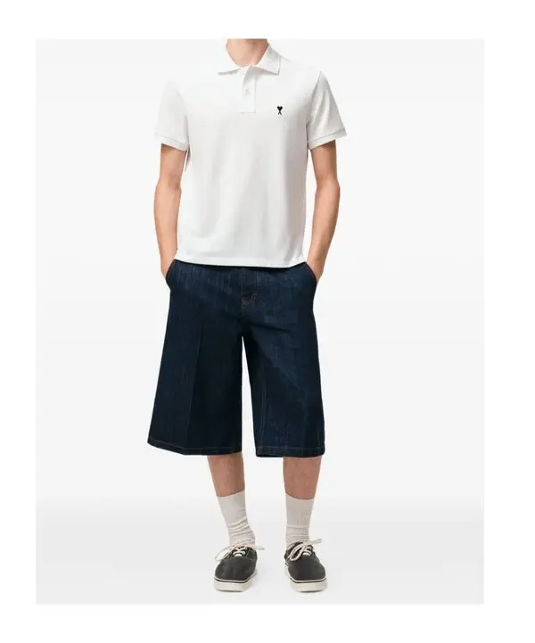 AMI Paris Logo Embroidered Short Sleeved Polo Shirt