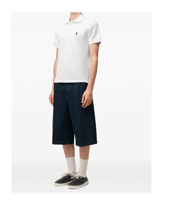AMI Paris Logo Embroidered Short Sleeved Polo Shirt