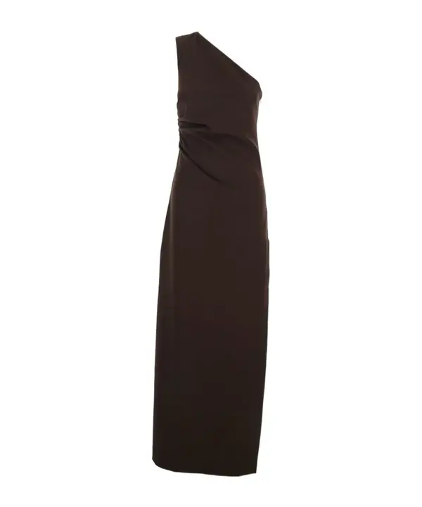 P.a.r.o.s.h One-shoulder Ruched Maxi Dress With Side Slits - Black