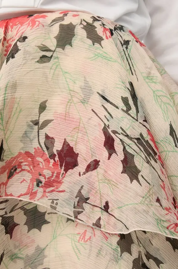 Loewe Ruffled Floral Silk Skirt