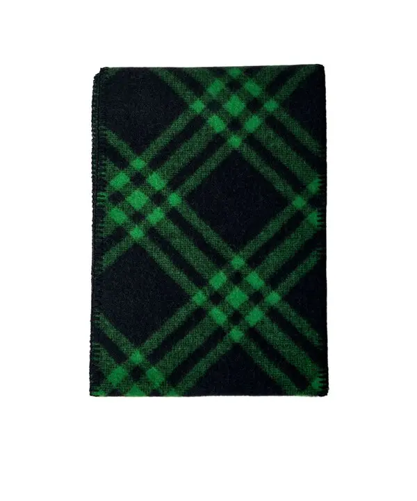 Burberry Logo Patch Checked Scarf - Black