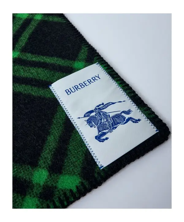 Burberry Logo Patch Checked Scarf - Black