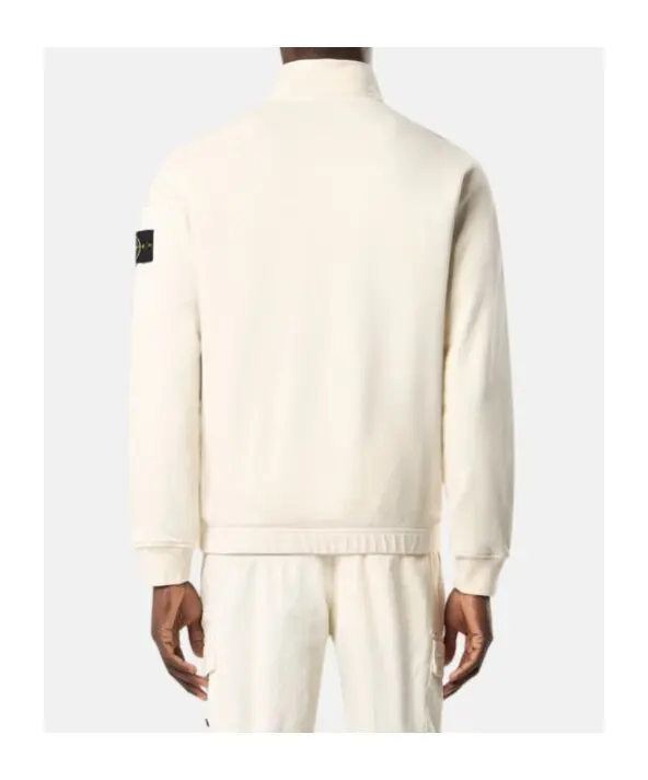 Stone Island Logo Patch Zip-up Sweatshirt - Ivory