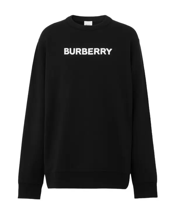 Burberry Logo Printed Crewneck Sweatshirt - Black