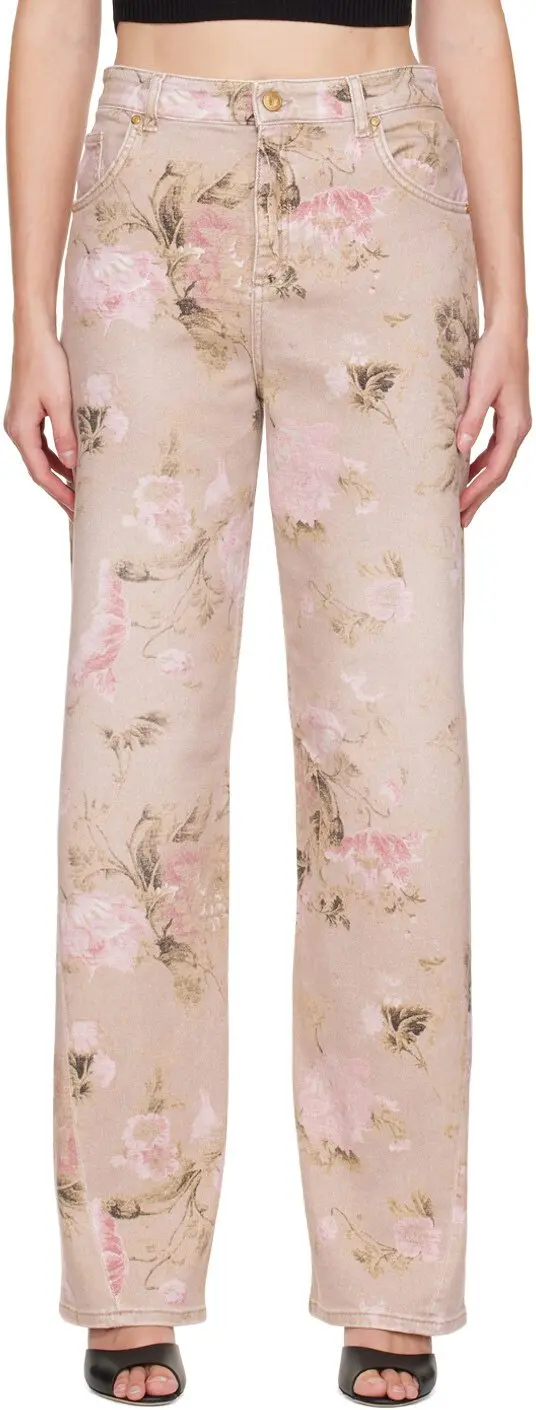 Blumarine Floral Print Boyfriend Jeans